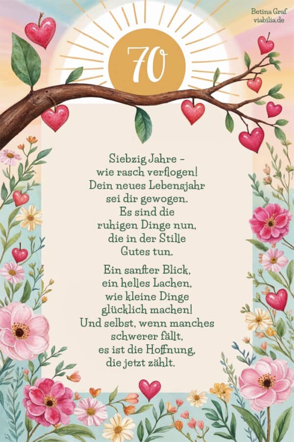 70. Geburtstag Glückwünsche + wunderschöne Bilder