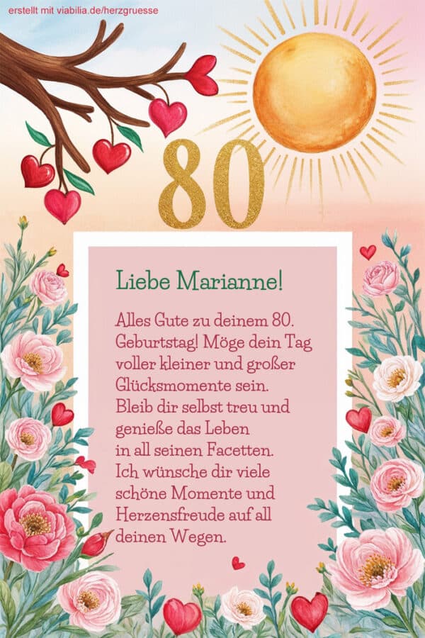 80. Geburtstag Glückwünsche, Gedichte und liebe Sprüche