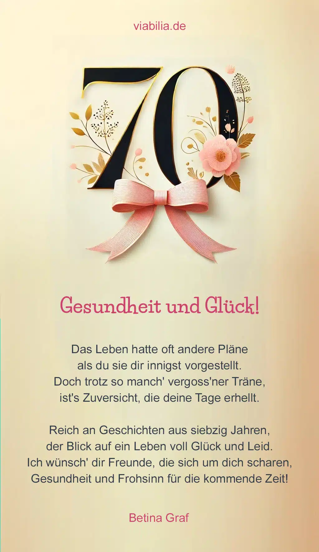 70. Geburtstag Glückwünsche + wunderschöne Bilder